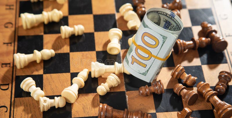 Chess Figures and Dollar Money on the Chessboard Stock Image - Image of ...
