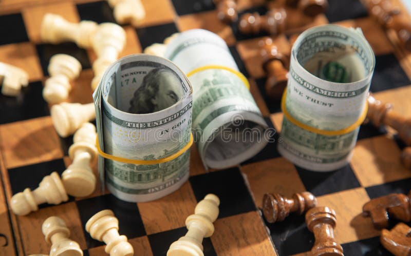 Chess Figures and Dollar Money on the Chessboard Stock Photo - Image of ...