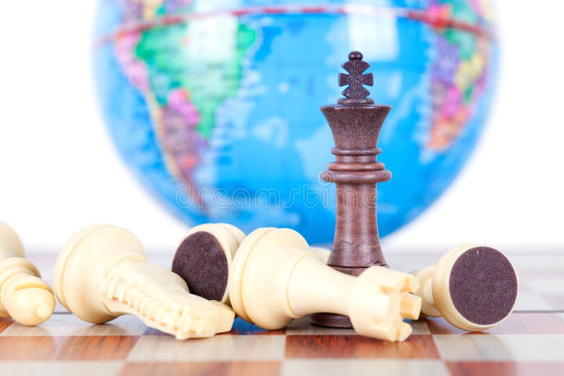 Chess Figures in Front of the Globe Stock Photo - Image of figures ...