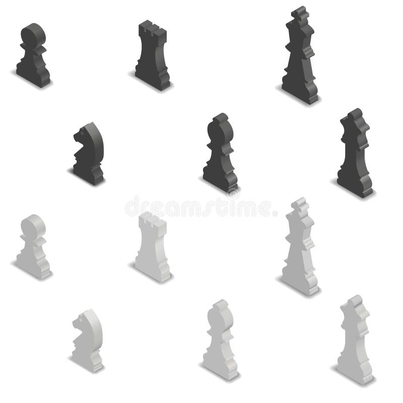 White Knight Chess Piece Isometric, Vector Illustration. Stock Vector ...