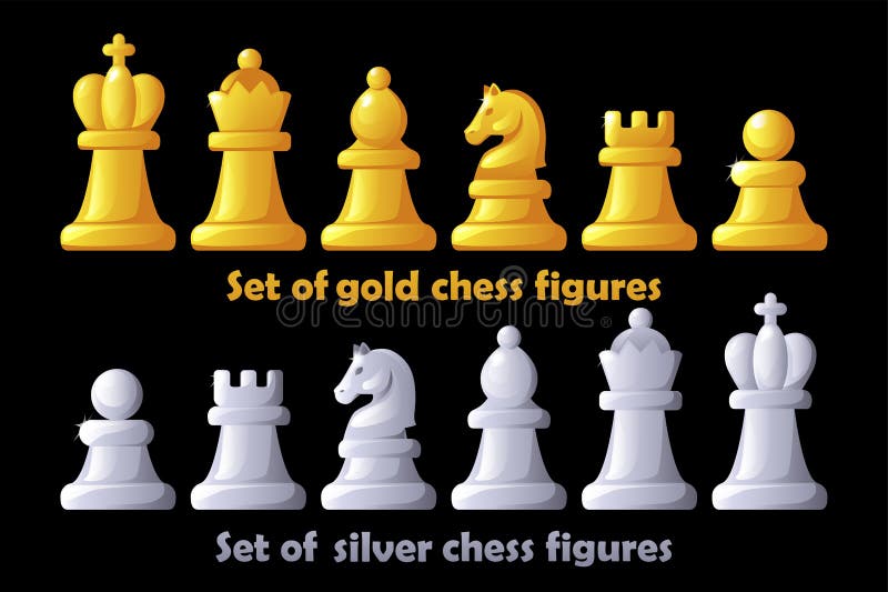 Chess Figures for Chess Strategy Board Game. Gold and Silver Set Chess ...