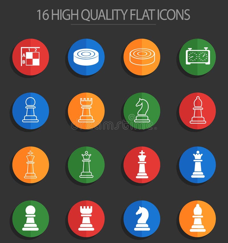 Chess 16 flat icons stock vector. Illustration of symbol - 122358228