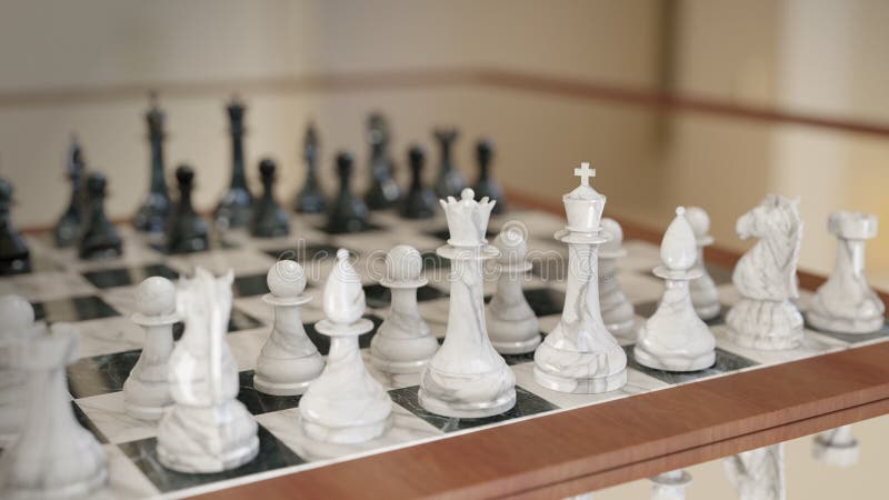 Chess Formation on the Board. Elegant Marble Pieces Stock Illustration ...