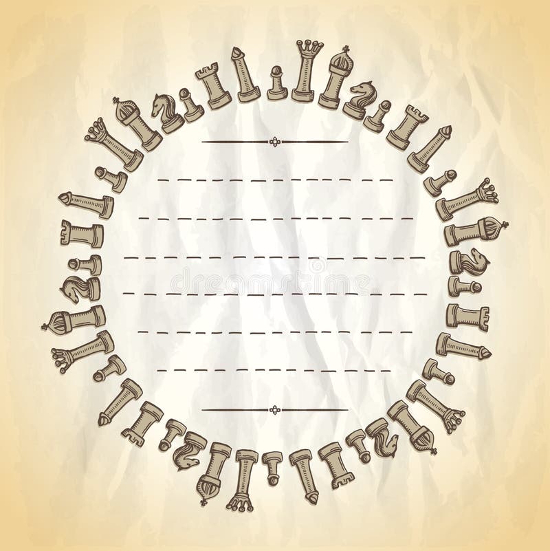 Chess Frame Art with Chess Figures and Place for Text on an Old Style ...