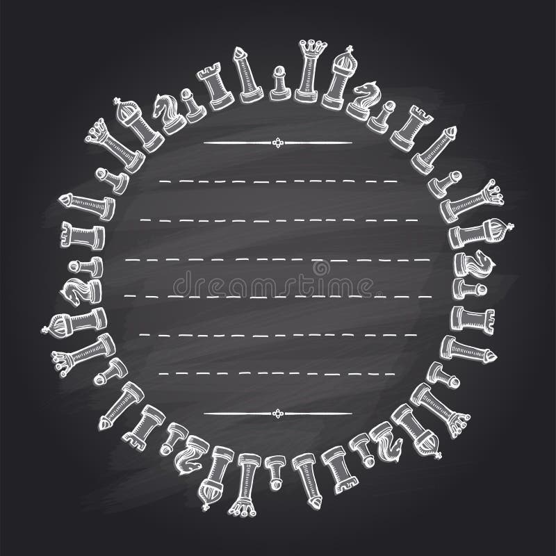 Chess Frame Chalkboard Art with Chess Figures and Place for Text Stock ...