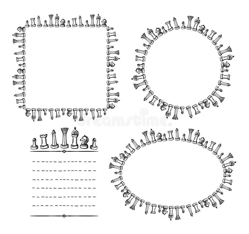 Cadre De șah Stabilite Cu Cifre De șah și Loc Pentru Text și șah Negru ...
