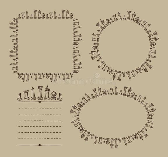 Chess Frames Set with Chess Figures and Place for Text, Chess Card ...