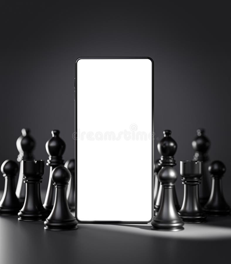 Chess Game App Smartphone Mockup Template 3D Render Stock Illustration ...