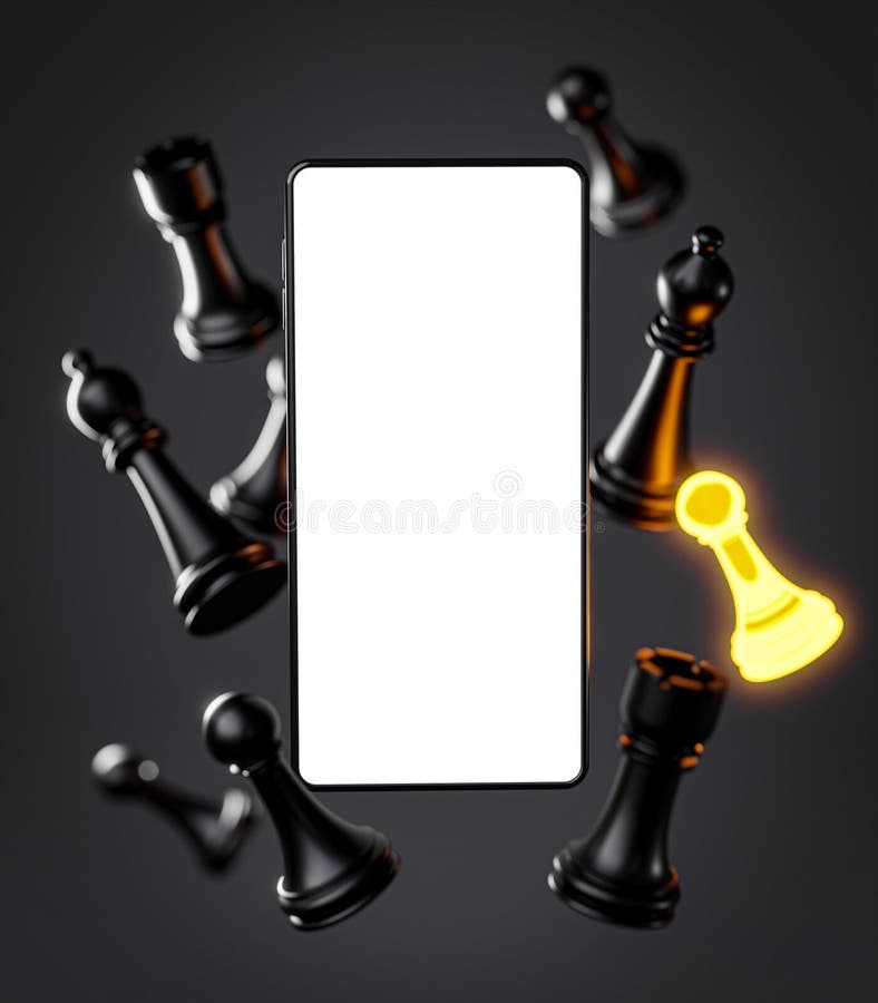 Chess Game App Smartphone Mockup Template 3D Render Stock Illustration ...
