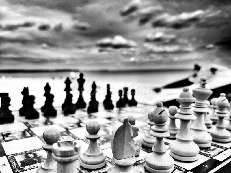 Chess Game on the Beach, Artistic Look in Black and. Stock Photo ...