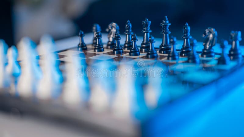 Chess Game and Board. Two Rows of Black and White Figures of Chess Game ...
