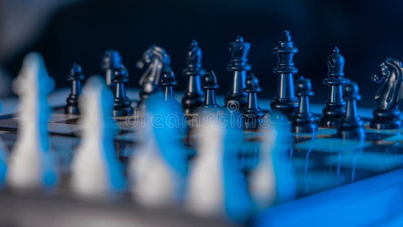 Chess Game and Board. Two Rows of Black and White Figures of Chess Game ...