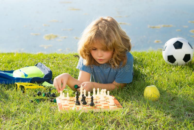 Chess Game for Children. Kid Playing Chess. Games and Activities for ...
