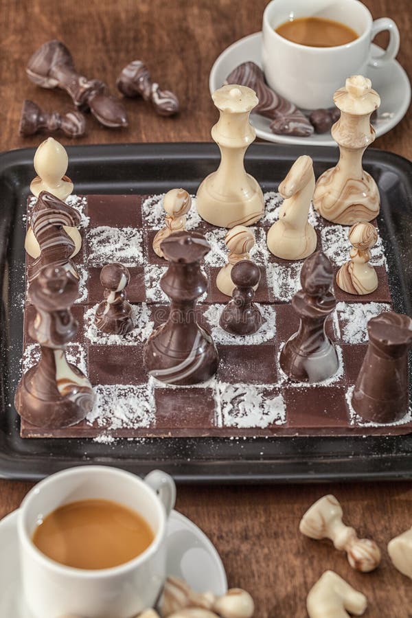 Chess Game with Chocolate Pieces Stock Photo - Image of concept ...