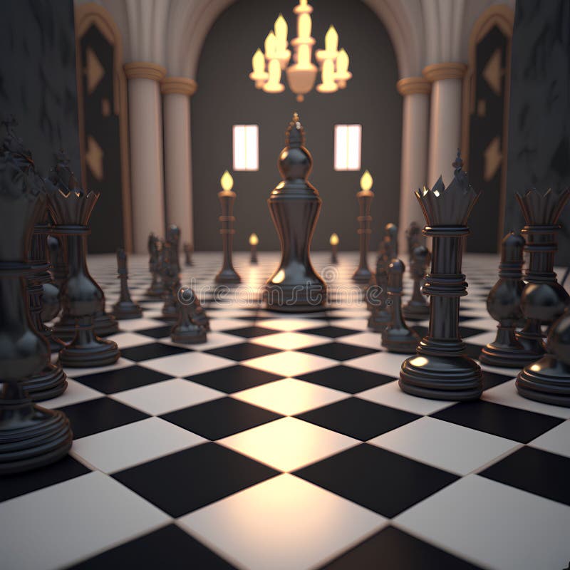 Chess Game. 3D Render of Chess Pieces on a Chessboard Stock ...