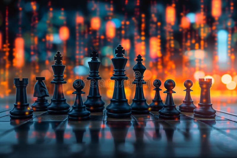 Chess Game with Digital Backdrop Stock Image - Image of intelligence ...