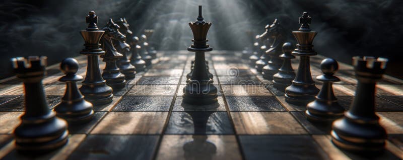 Chess Game with Dramatic Backlight and Smoke, Strategy and Tactics ...