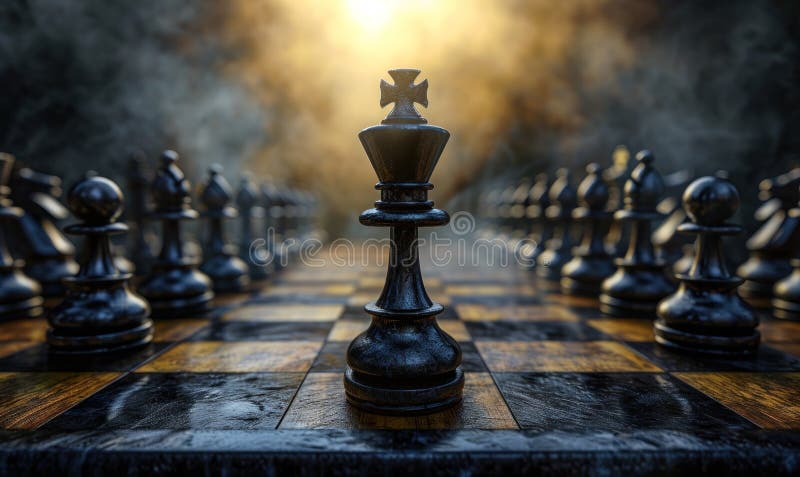 Chess Game with Dramatic Backlight and Smoke, Strategy and Tactics ...
