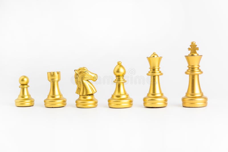 Chess Game Gold Isolated on White Background Stock Image - Image of ...