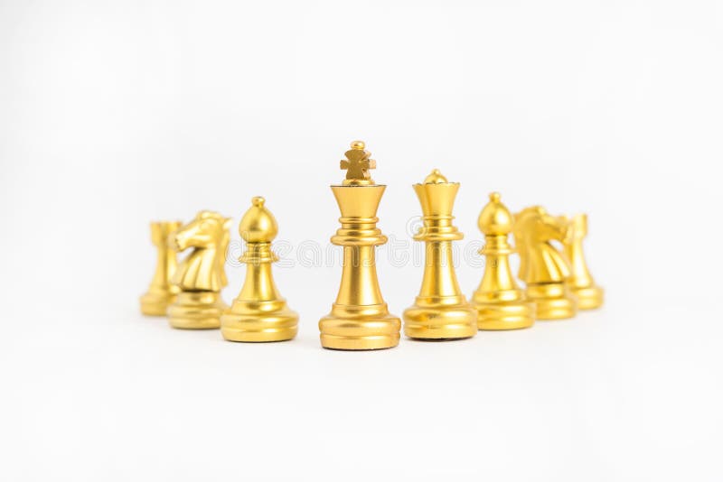 Chess Game Gold Isolated on White Background Stock Image - Image of ...