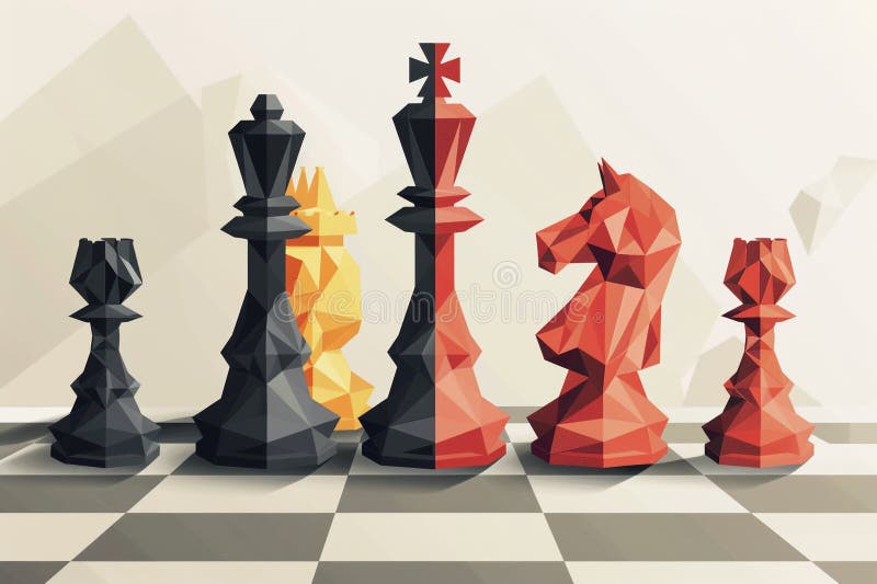 Chess Game with Low Poly Design Stock Illustration - Illustration of ...