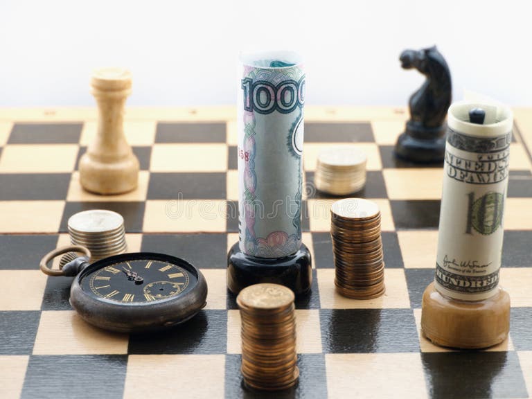 Chess game with money stock photo. Image of battle, global - 17333384