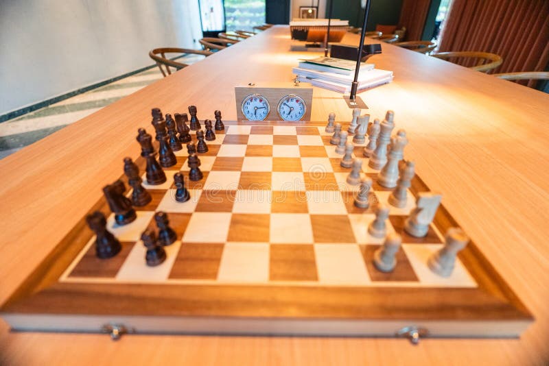 Chess Game Opening on a Chess Board with Chess Pieces and a Chess Clock ...