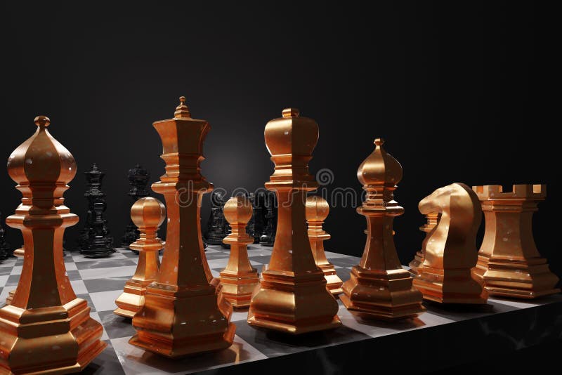 Chess Game with Chess Pieces on a Board Stock Illustration ...