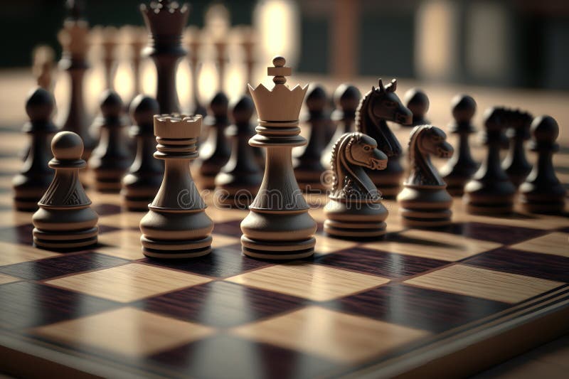 Chess Game. Chess Pieces on a Board. Darck Background. AI Generation ...