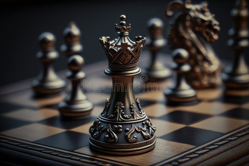 Chess Game. Chess Pieces on a Board. Darck Background. AI Generation ...