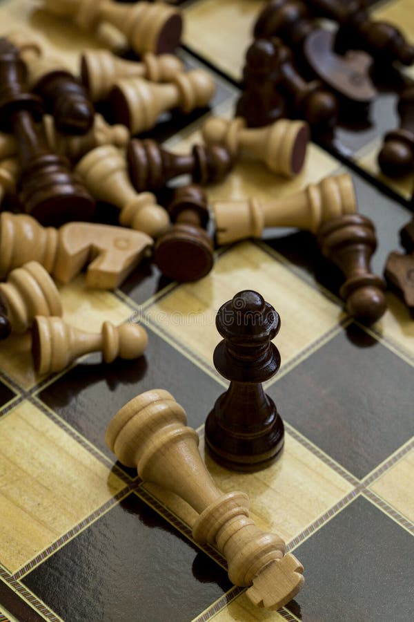 Chess Game Pieces on a Chess Board Stock Image - Image of play, wooden ...