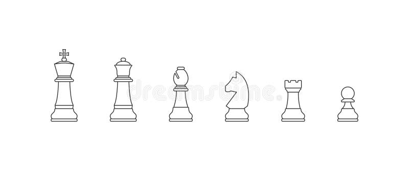 Chess Game Pieces, Figures Set Outline Icon. Isolated Vector ...