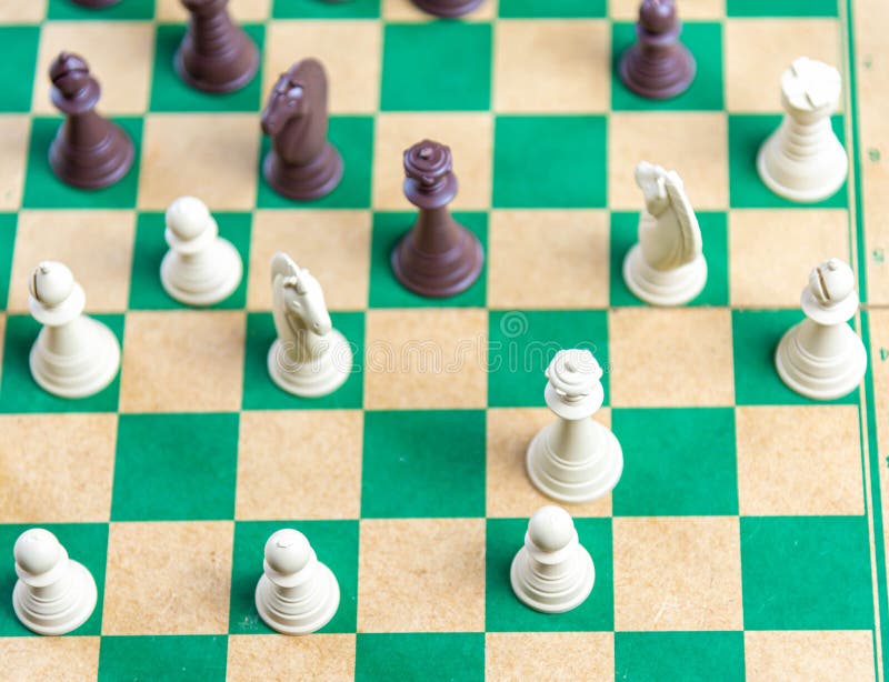 Chess Game Pieces on the Green Board Stock Image - Image of ...