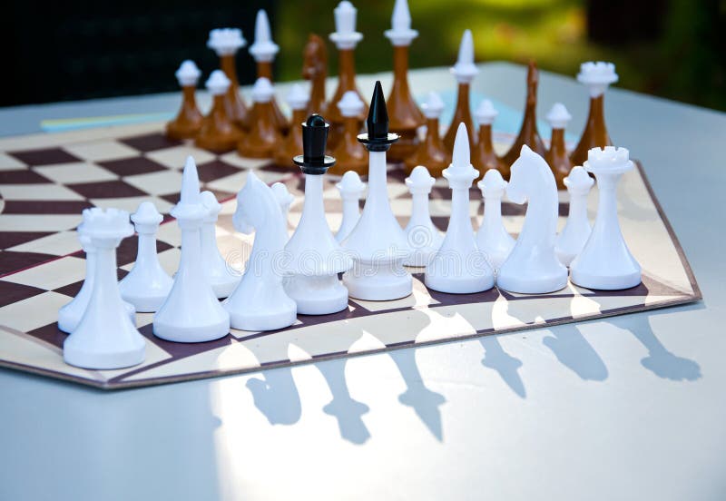 Chess Game. Chess Pieces on the Hexagonal Chess Board. Stock Photo ...