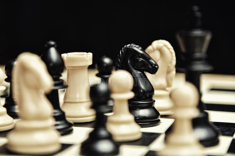 Chess Game Pieces on a Playing Board Stock Image - Image of pawn, hobby ...