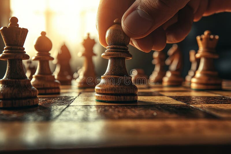 Chess Game in Progress on a Board in a Professional S Office ...