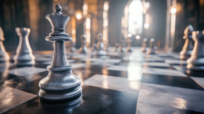 Chess Game in Progress Featuring a King and Queen Piece on the Board ...