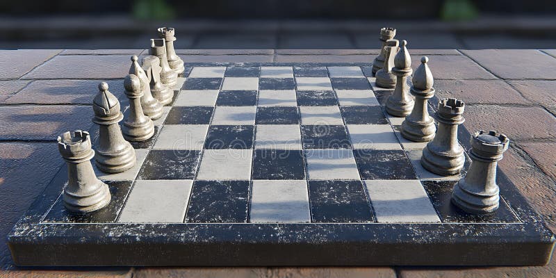 Chess Game in Progress on Outdoor Board Stock Illustration ...