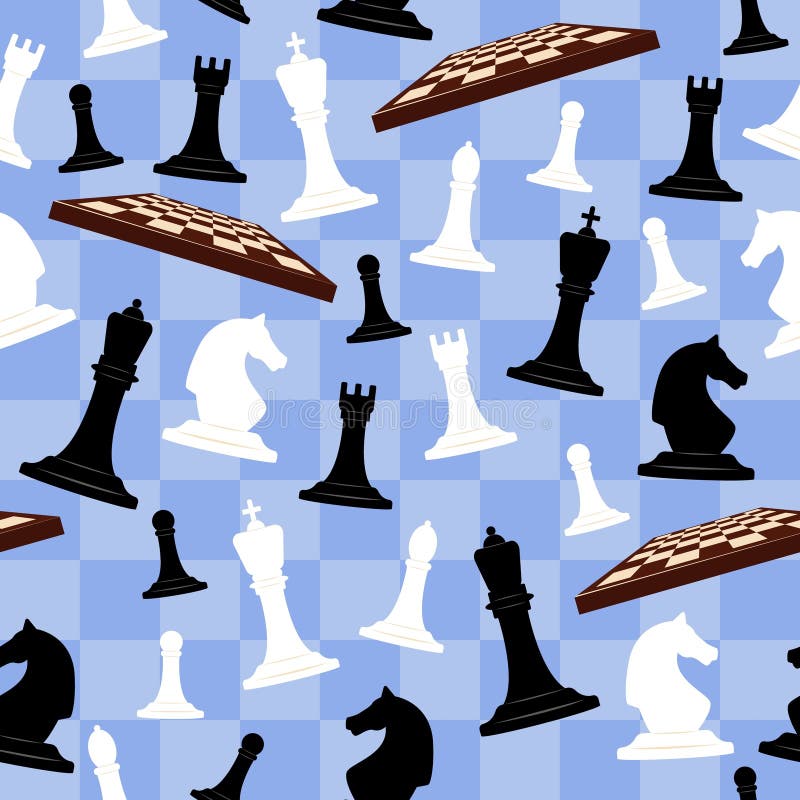 Chess Game Seamless Pattern. Chessman Competition. Scattered Pieces ...