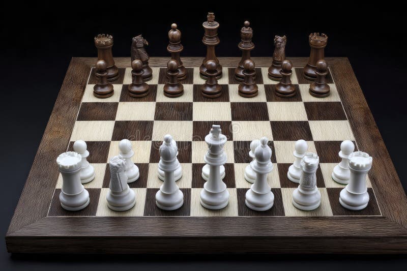 Chess Game Setup on a Wooden Chessboard Stock Illustration ...