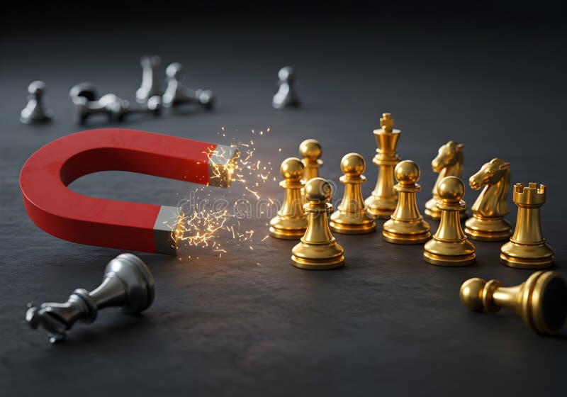Chess Game Strategic Advantage Magnet Pulling Pieces Competition ...