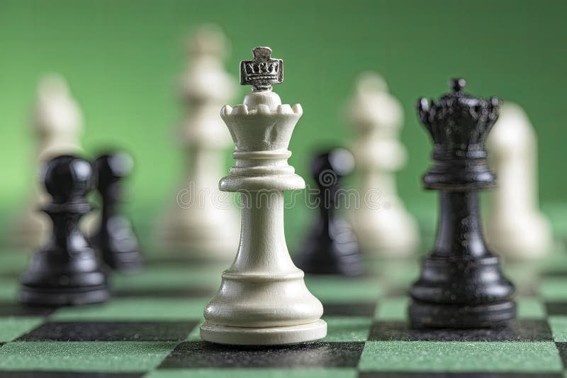 Chess Game Strategy with Queen and King Focus Stock Illustration ...