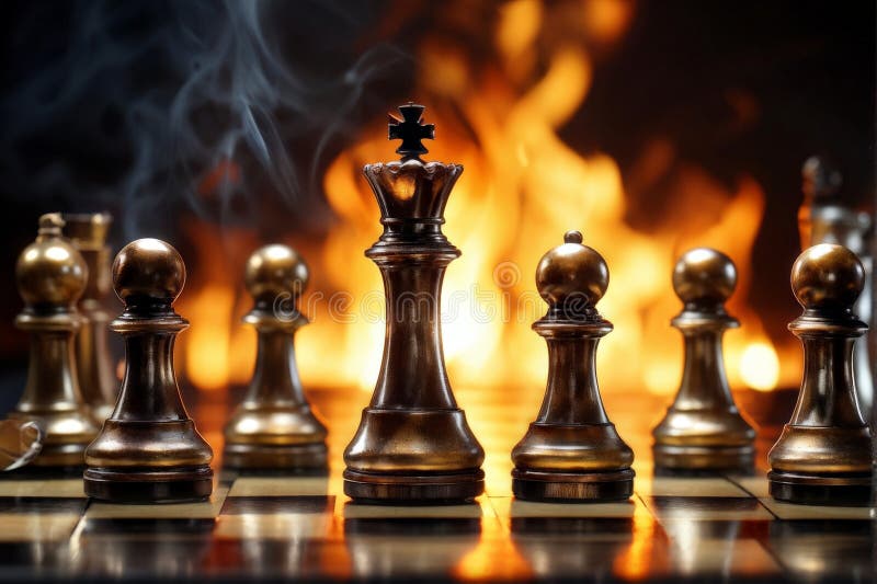 Chess game on the table stock illustration. Illustration of fight ...