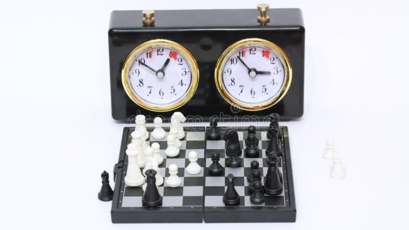 Chess Game with Time Clock Isolated on White Stock Video - Video of ...
