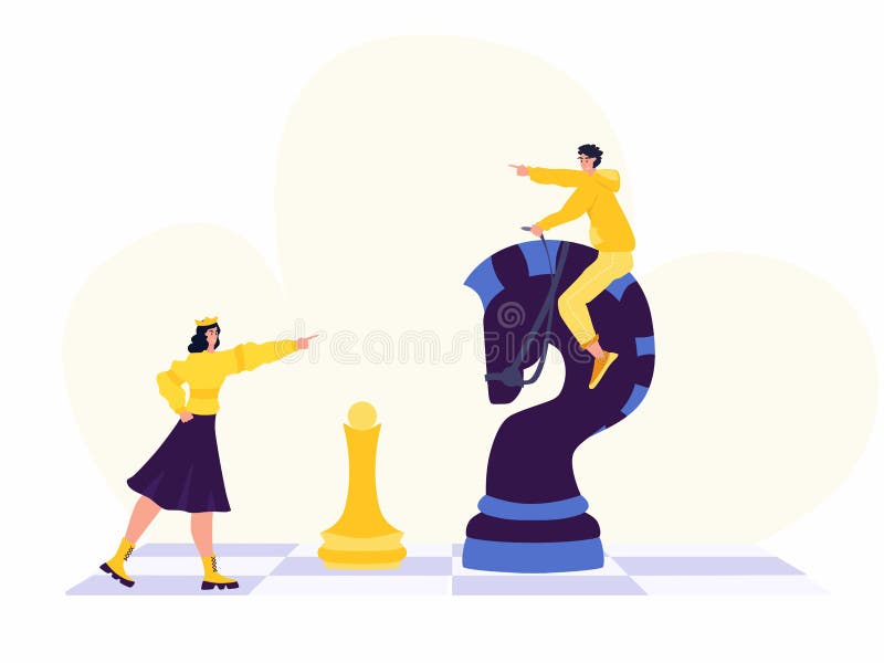 Chess Game. Trendy Flat Illustration. People Play Chess. Chess Pieces ...
