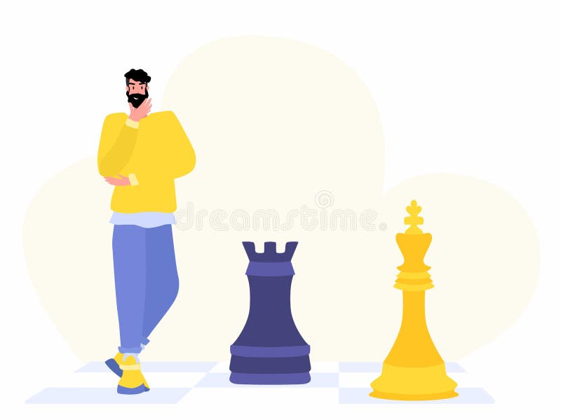 Chess Game. Trendy Flat Illustration. People Play Chess. Chess Pieces ...