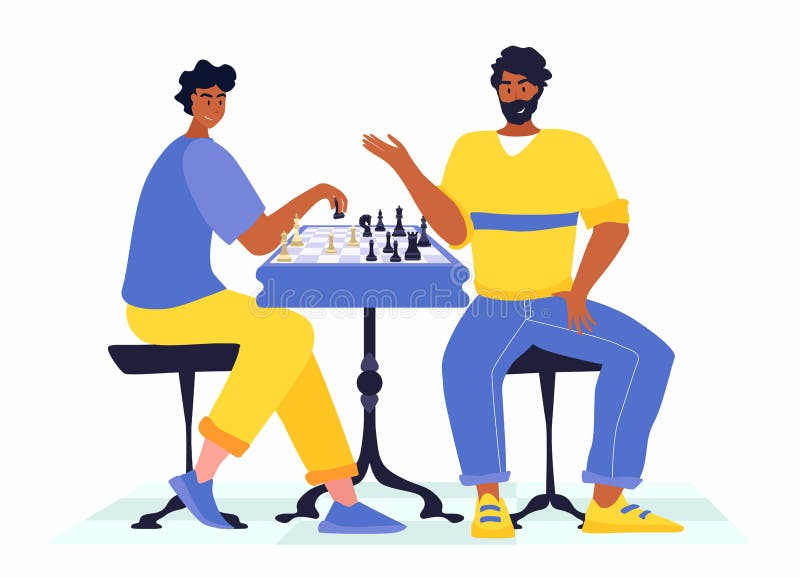 Chess Game. Trendy Flat Illustration. People Play Chess. Chess Pieces ...
