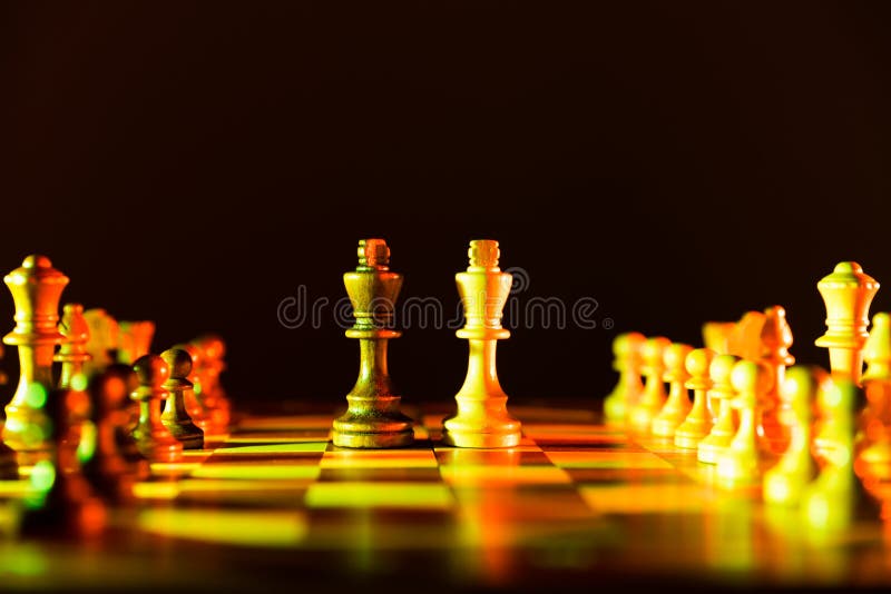 Chess Game Two Kings in Centre of Board Other Pieces Lined Up. I Stock ...