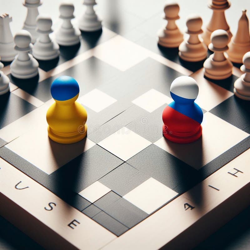 Ukraine and Russia Conflict. Chess Game Concept. Stock Illustration ...