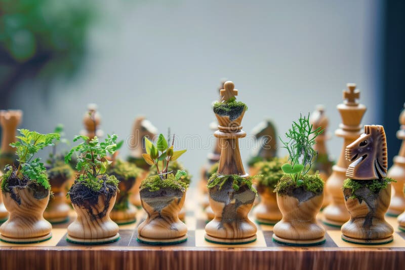 Chess Game Where Each Piece is a Different Species of Plant Stock Photo ...